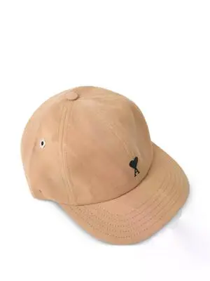 AMI Paris Beige Cotton Cap With De Coeur