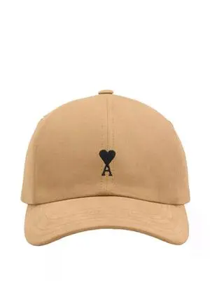 AMI Paris Beige Cotton Cap With De Coeur - Neutrals