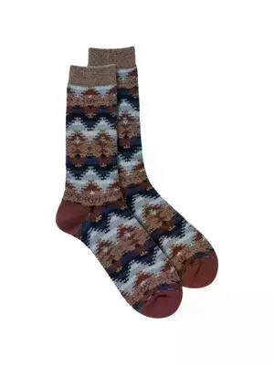 Anonymous Ism Wigwam Jq Crew Geometric-pattern Socks - Brown