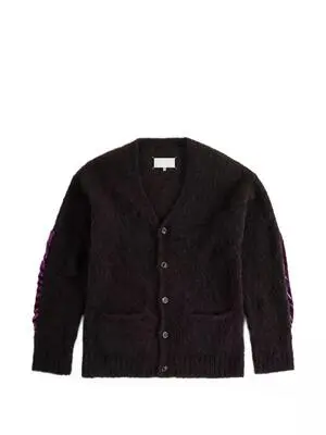 MAISON MARGIELA Velvet-patch Long-sleeve Cardigan - Brown