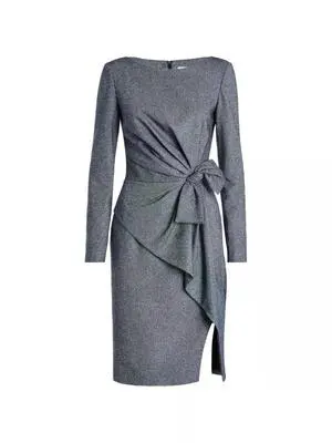GENNY Bow-detail Long-sleeve Mini Dress - Blue
