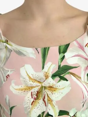 Dolce & Gabbana Lily-print Puff-sleeve Mini Dress