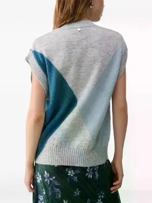 Liu Jo Argyle Vest With Jewel Embroidery
