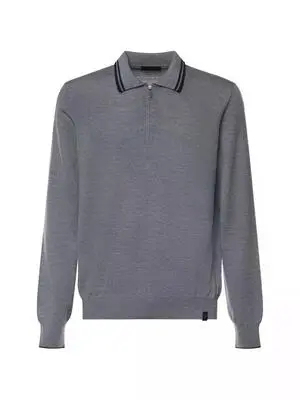 FAY Zip-up Wool Polo Shirt - Grey