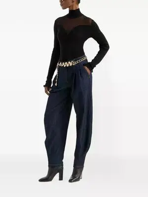 GENNY Sheer-panel Ribbed Sweater