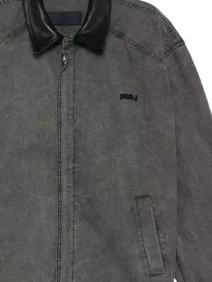 JUUN.J Leather-collar Zip-up Shirt Jacket