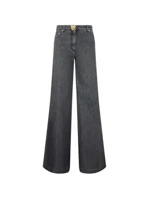 Moschino Heart-button Wide-leg Jeans - Grey