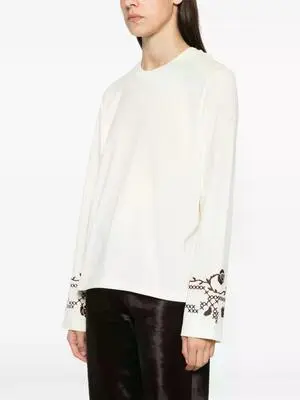 Moncler Embroidered Long-sleeve T-shirt - Neutrals