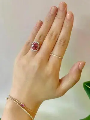 YI COLLECTION Aurora Pink Tourmaline And Diamond Ring