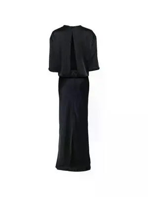 SEMICOUTURE Satin-finish Open-back Maxi Dress - Black
