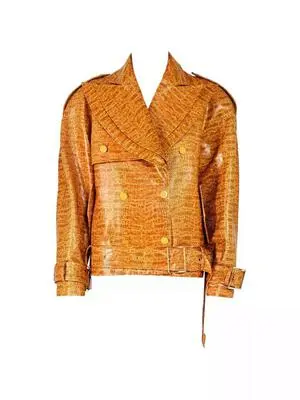 ROWEN ROSE Croco-effect Trench Jacket