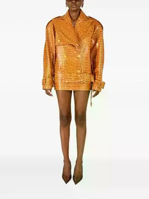 ROWEN ROSE Croco-effect Trench Jacket