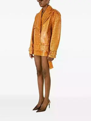 ROWEN ROSE Croco-effect Trench Jacket