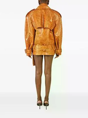 ROWEN ROSE Croco-effect Trench Jacket