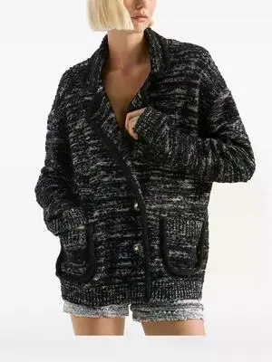 GENNY Marl-knit Notched-lapels Cardigan