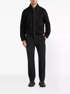 Manière De Voir Vince Suede Contrast-stitch Jacket - Black