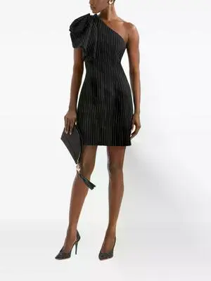 GENNY Pinstripe-pattern Bow-detail Mini Dress