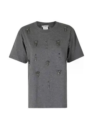 ISABELLE BLANCHE Embellished Cotton T-shirt - Grey