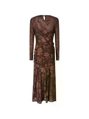 ISABELLE BLANCHE Floral-embroidered Gathered Maxi Dress
