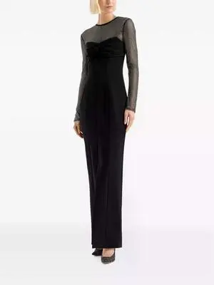 GENNY Bow-detail Mesh-panel Maxi Dress