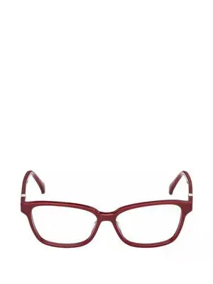 Max Mara Logo-plaque Rectangle-frame Glasses - Red