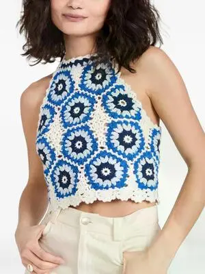 Sea Crochet Tank Top - Blue