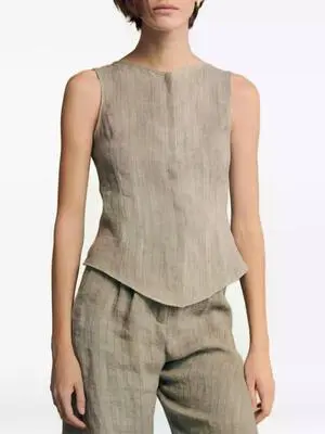CORTANA Lupe Striped Linen Waistcoat