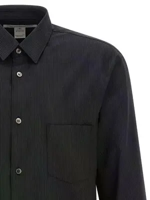 Comme Des Garçons Pinstripe-pattern Asymmetrical-hem Shirt