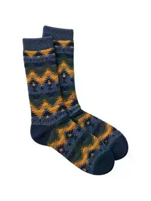 Anonymous Ism Wigwam Jq Crew Geometric-pattern Socks - Blue