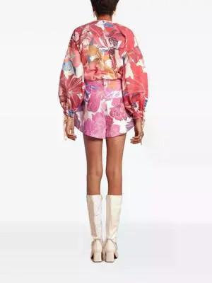ISLA & WHITE Sophie Floral-print Balloon-sleeve Top