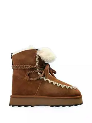 EMU AUSTRALIA Elise Whipstitch Shearling-trim Boots - Brown
