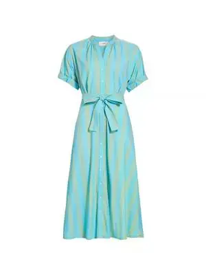 Xirena Liora Striped Cotton-poplin Dress - Blue