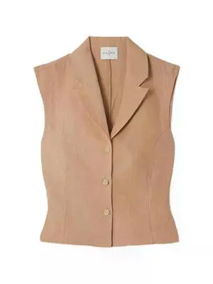 Le Kasha Sawadah Linen Vest - Brown