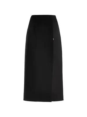 GENNY Wrap-style Logo-plaque Midi Skirt