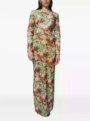 Rosetta Getty Sequin-embellished Floral-print Gown