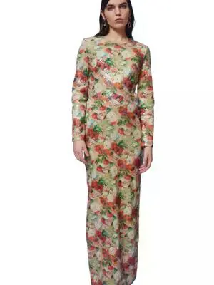 Rosetta Getty Sequin-embellished Floral-print Gown