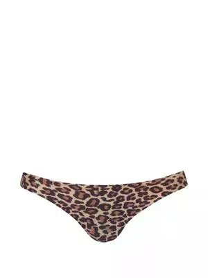 Juan De Dios Guava Jaguar-print Bikini Bottoms - Brown