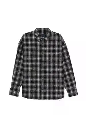 JUUN.J Distressed Check Shirt - Black