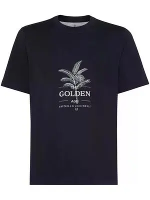 Brunello Cucinelli Graphic-print Cotton T-shirt - Blue