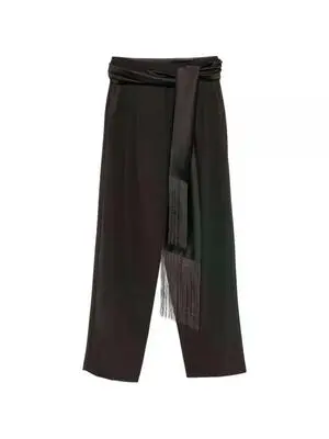 Imperial Fringe-trim Belted Trousers - Brown