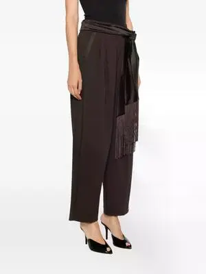 Imperial Fringe-trim Belted Trousers - Brown