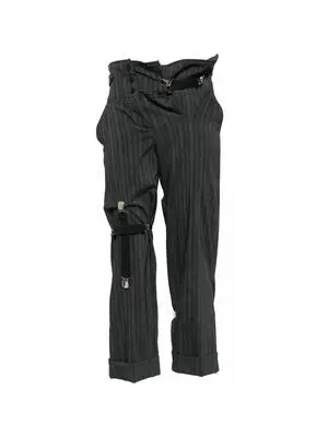 Dolce & Gabbana 2000s Pinstripe Buckled Trousers - Grey