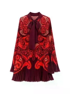 La DoubleJ Pleated Pussy-bow Blouse - Red