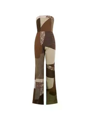 Moschino Patchwork Strapless Jumpsuit - Brown