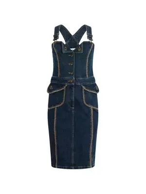 Moschino Contrast-stitch Denim Midi Dress