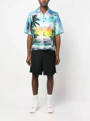 Philipp Plein Graphic-print Silk Shirt - Blue