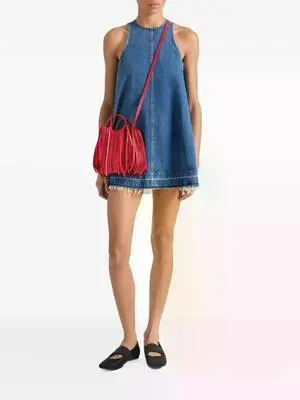 Givenchy Nano Facet Tote Bag In Leather With Fringes - Red