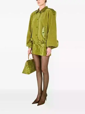 ROWEN ROSE Corduroy Croc-effect Bomber Jacket