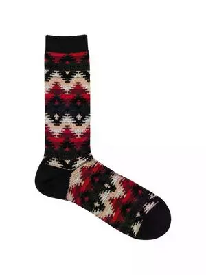 Anonymous Ism Wigwam Jq Crew Geometric-pattern Socks - Black