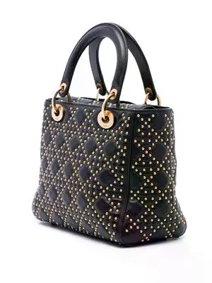 Dior 2017 Medium Lambskin Cannage Studded Supple Lady Satchel